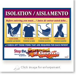 English/Spanish Peel & Stick Isolation Sign